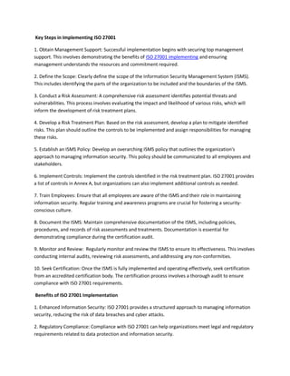 Implementing ISO 27001: A Guide to Securing Your Organization | PDF