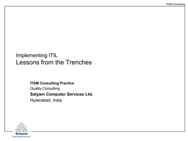 Implementing itil lessons from the trenches | PPT