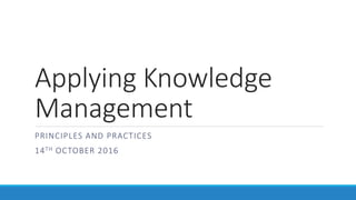 Implementing knowledge management | PPT