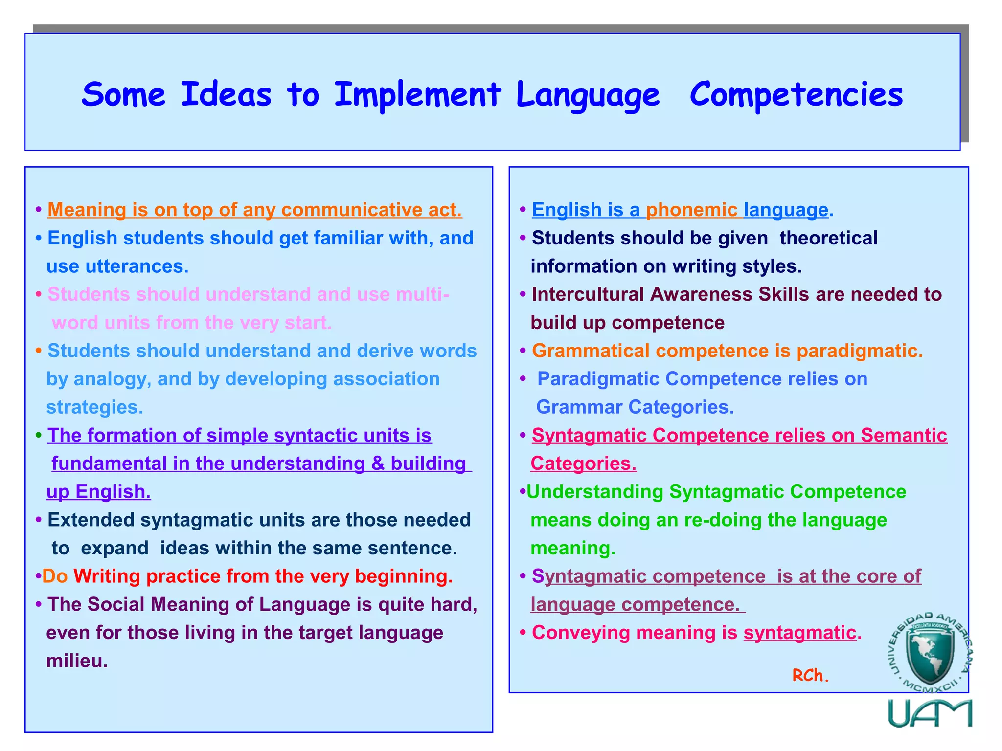 Implementing Language Competencies | PPT