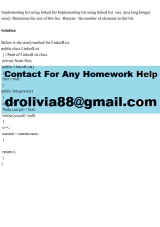 Implementing list using linked list Implementing list using linked l.pdf