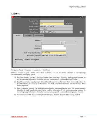 Implementing lockbox | PDF | Business Banking & Finance | Business