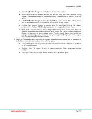 Implementing lockbox | PDF | Business Banking & Finance | Business