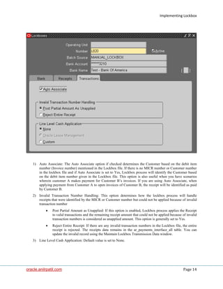 Implementing lockbox | PDF | Business Banking & Finance | Business