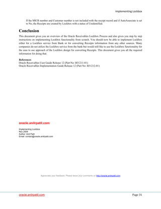 Implementing lockbox | PDF