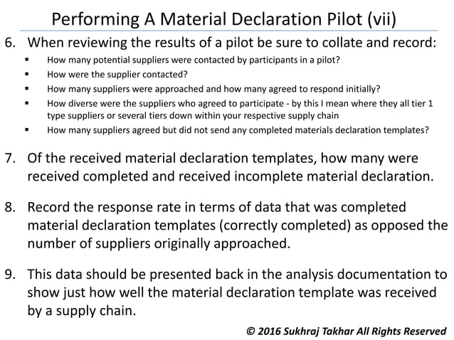 Implementing A Material Declaration System | PPT