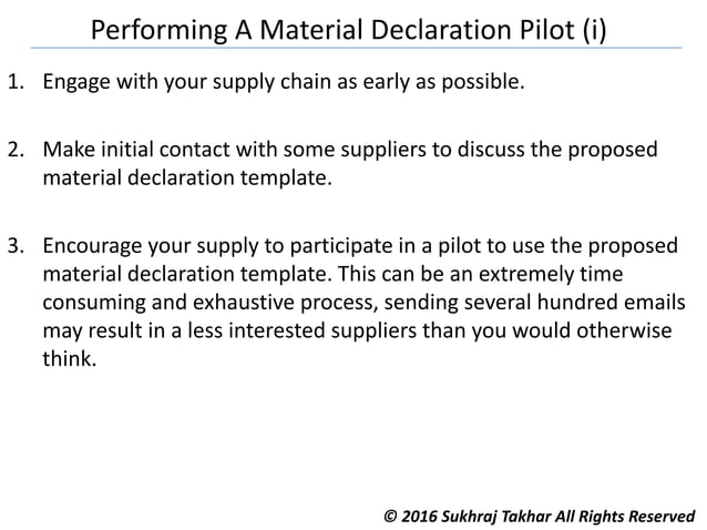 Implementing A Material Declaration System | PPT