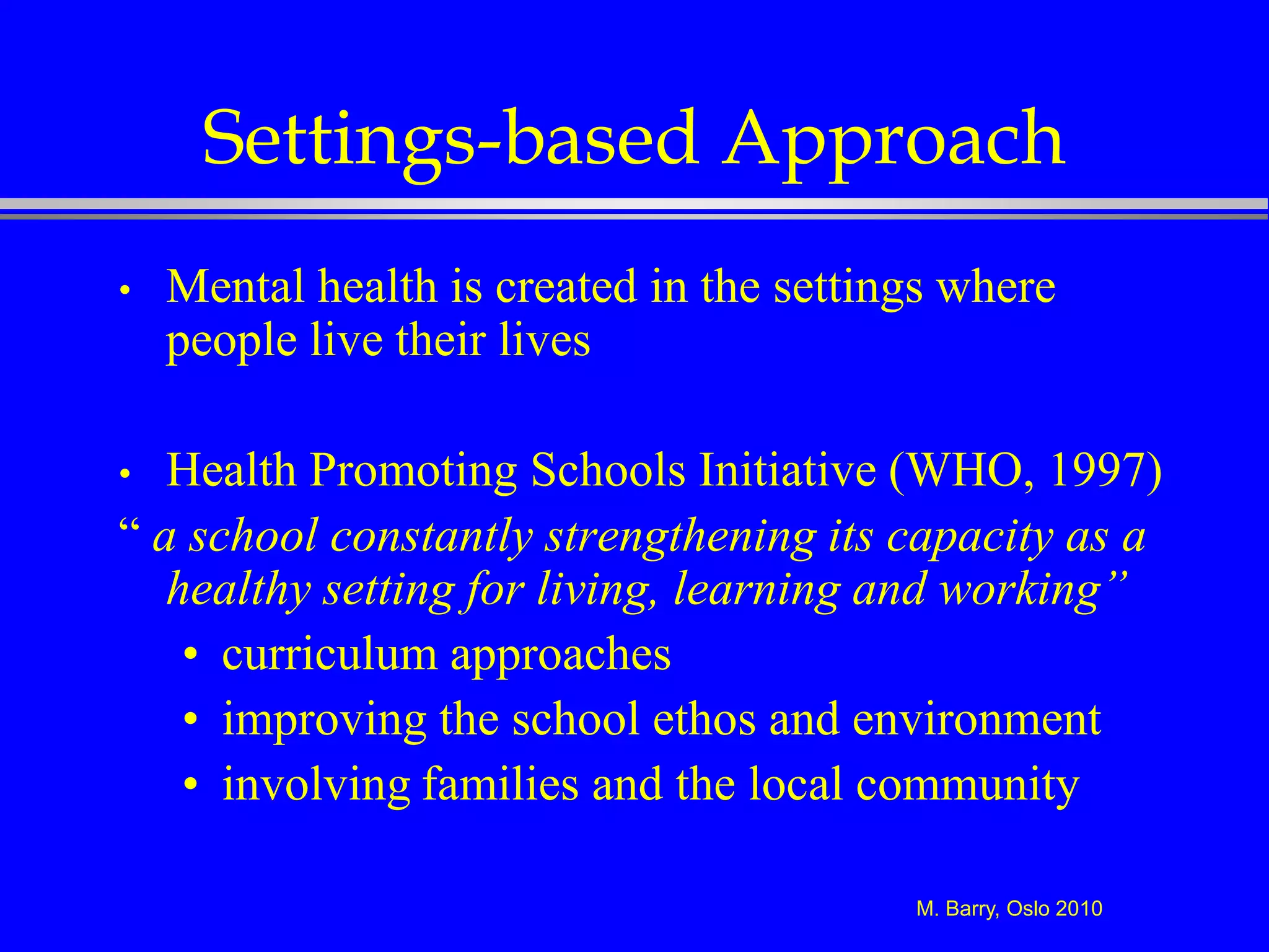 Implementing mental health promotion in schools | PDF