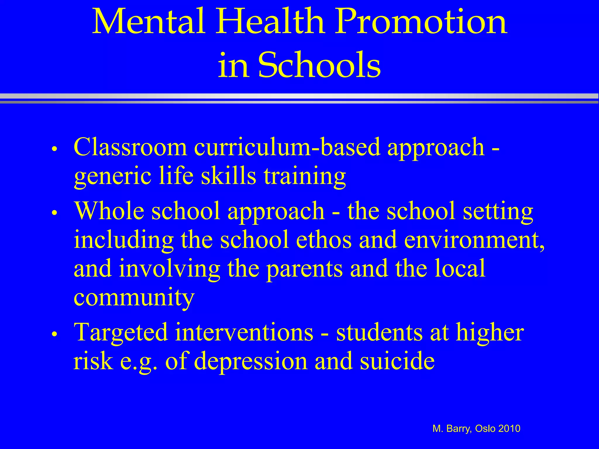 Implementing mental health promotion in schools | PDF
