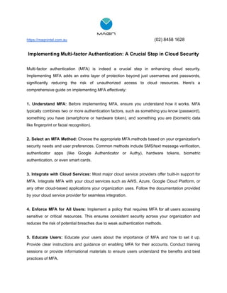 Implementing Multi-factor Authentication_ A Crucial Step in Cloud Security | PDF | Cloud ...