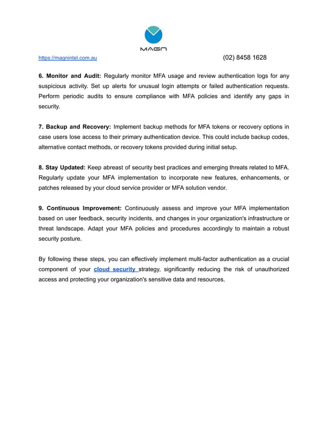 Implementing Multi-factor Authentication_ A Crucial Step in Cloud Security | PDF