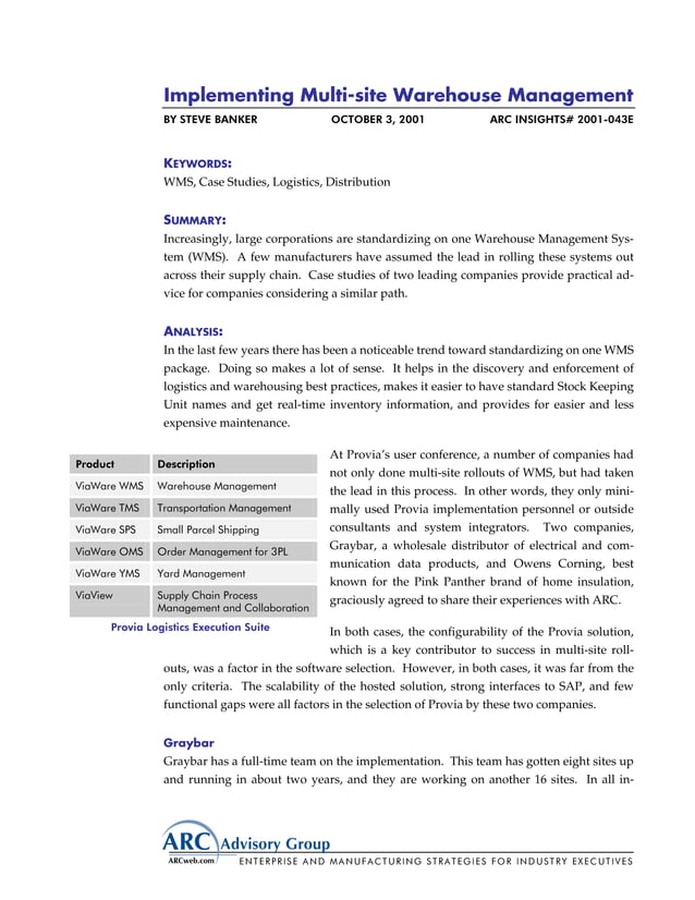 Implementing multi site warehouse management | PDF