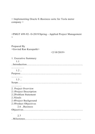 Implementing Oracle E-Business suite for Tesla motor company .docx