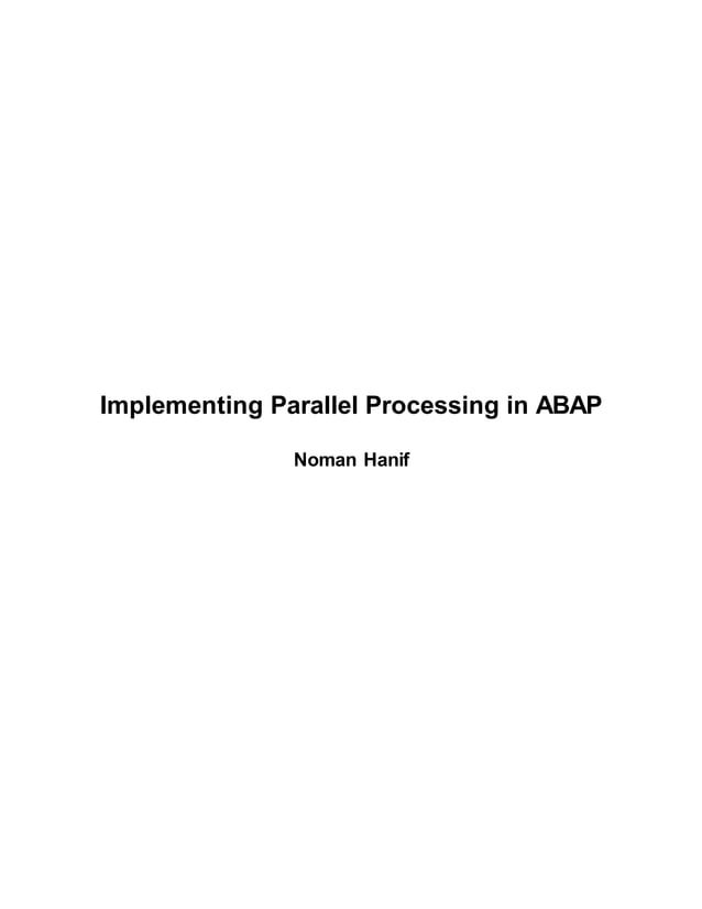 Implementing Parallel Processing In Abap Docx Computing Technology And Computing