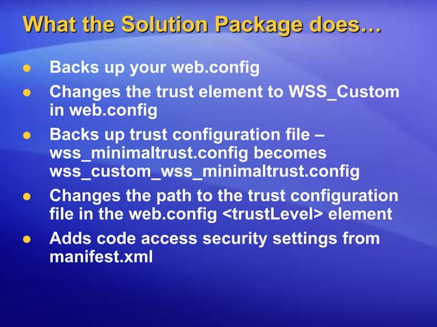 Implementing Partial Trust In Share Point | PPTX | Computing | Technology & Computing