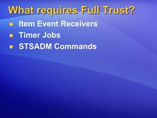 Implementing Partial Trust In Share Point | PPTX | Computing | Technology & Computing