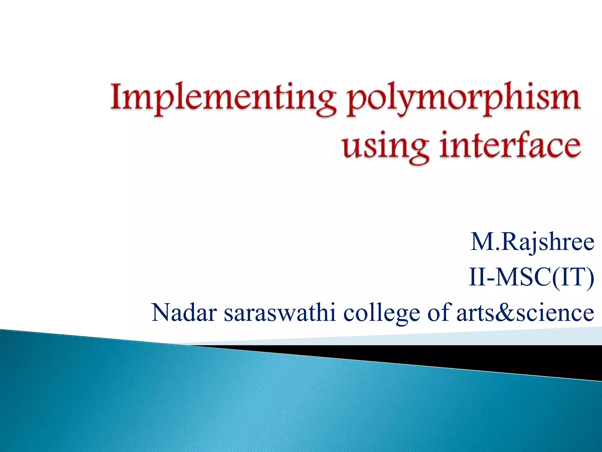 Implementing polymorphism | PPT