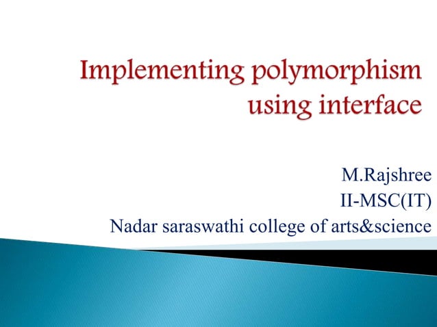 Implementing polymorphism | PPT