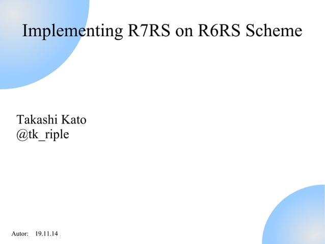 Implementing R7RS on R6RS Scheme | ODP