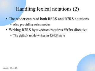 Implementing R7RS on R6RS Scheme | ODP