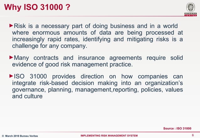 Implementing a Risk Management System based on the ISO 31000 | PPT ...