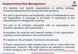 Implementing a Risk Management System based on the ISO 31000 | PPT
