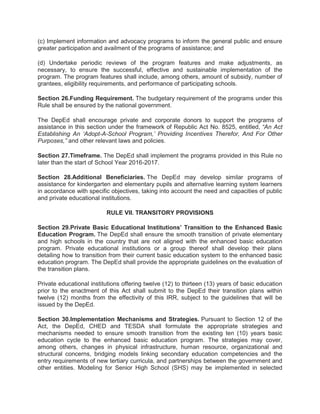 Implementing rules and regulations ra 10533 | DOCX