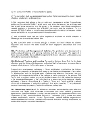 Implementing rules and regulations ra 10533 | DOCX