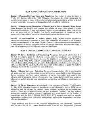 Implementing rules and regulations ra 10533 | DOCX