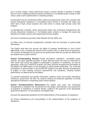 Implementing rules and regulations ra 10533 | DOCX