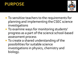 Implementing Science Investigations for the CSEC SBA | PPTX