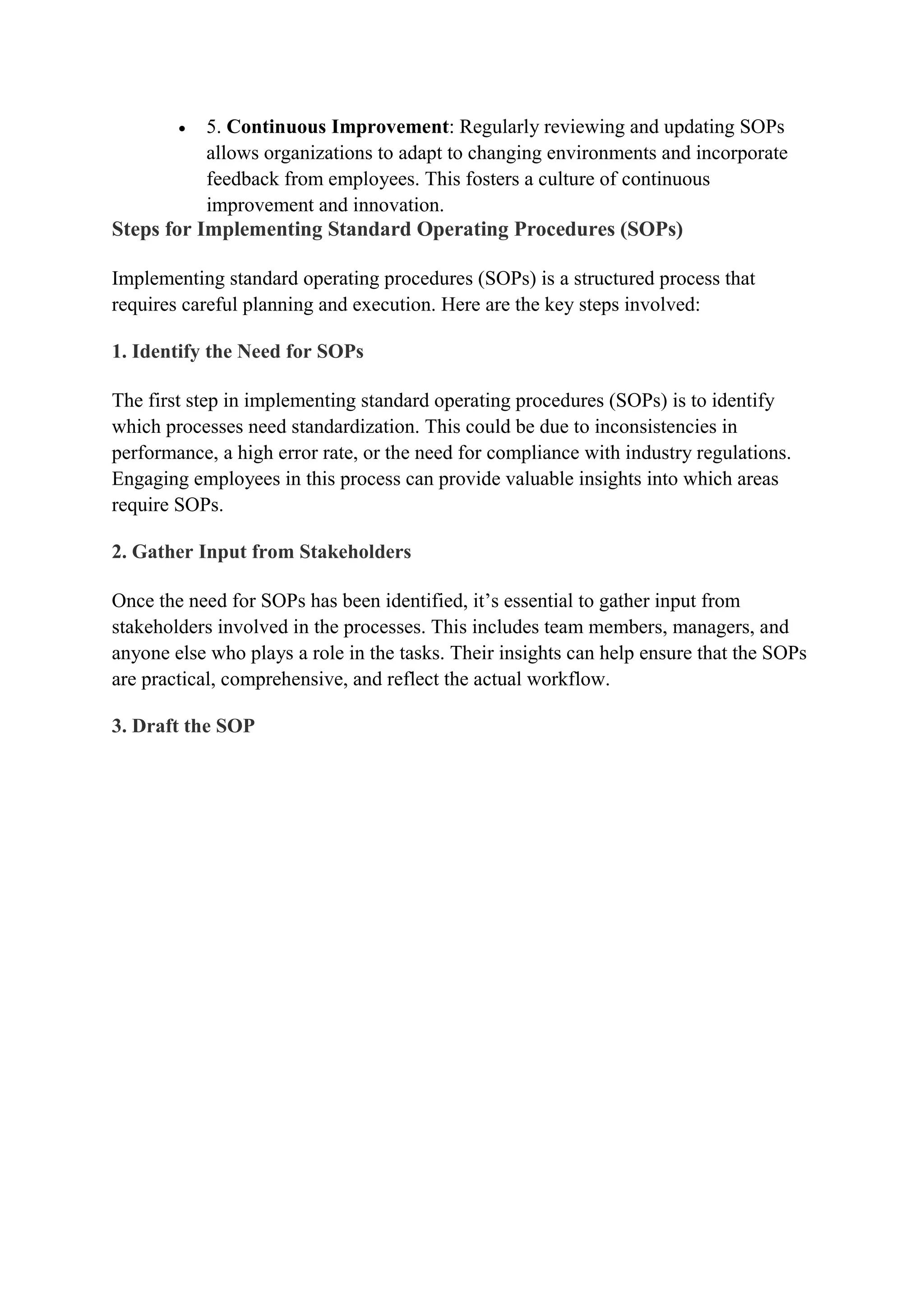 6 Steps for Implementing Standard Operating Procedures (SOPs) | Visionary CIOs | PDF