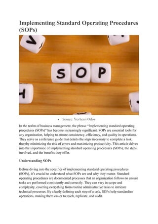6 Steps for Implementing Standard Operating Procedures (SOPs ...