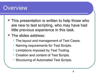 Implementing test scripting Ian McDonald updated (minor changes) 26-04 ...