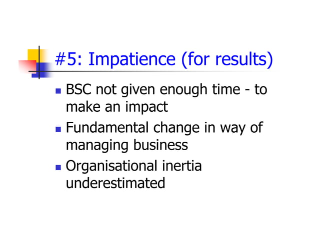 The Balanced Scorecard - Implementation Challenges | PPT