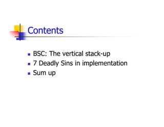 The Balanced Scorecard - Implementation Challenges | PPT