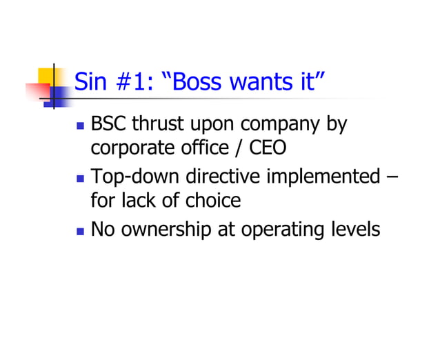 The Balanced Scorecard - Implementation Challenges | PPT