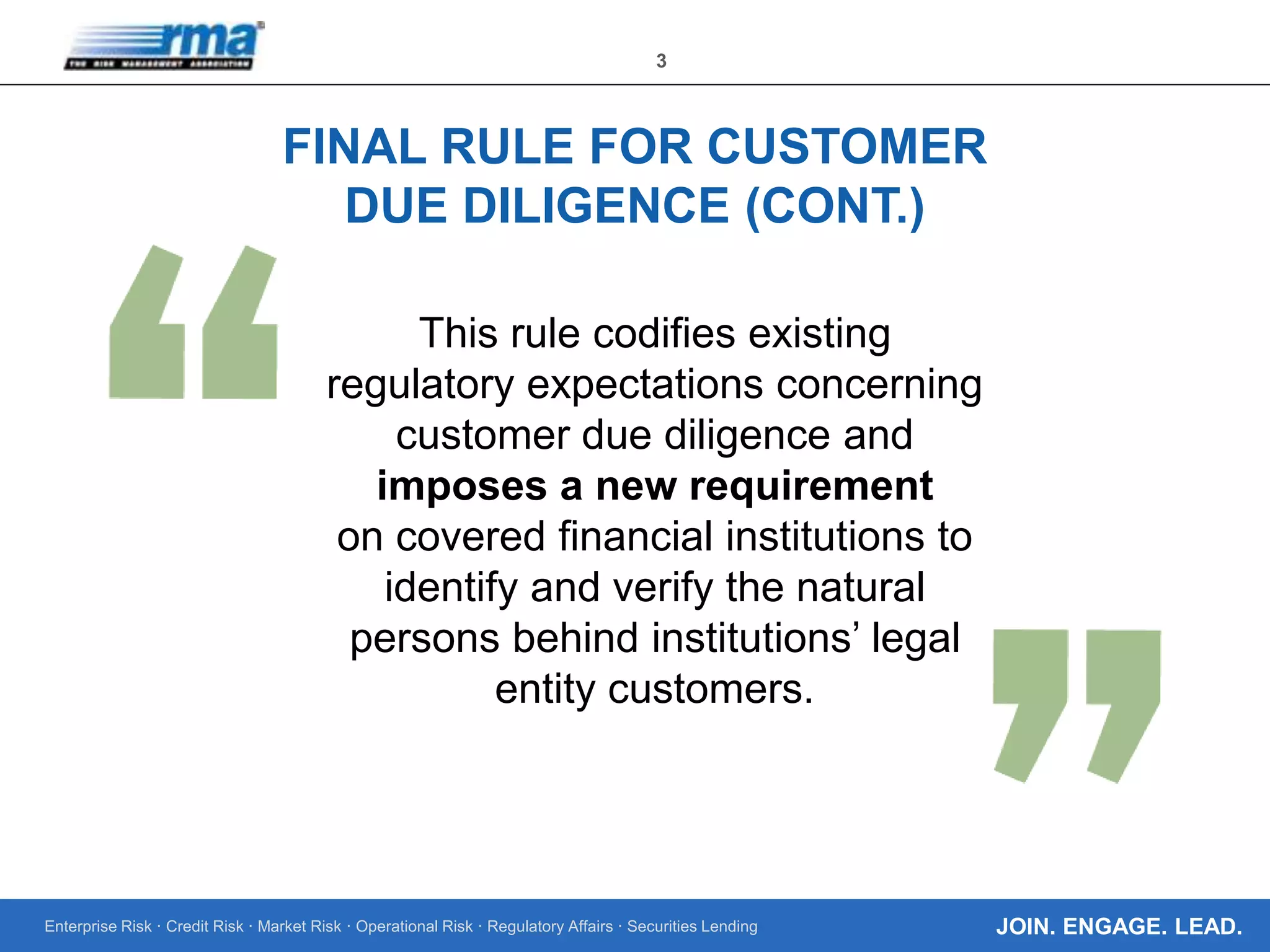 Implementing the New BSA Customer Due Diligence Rule | PPT