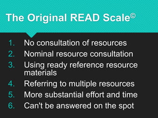 Implementing the READ (Reference Effort Assessment Data) as an ...