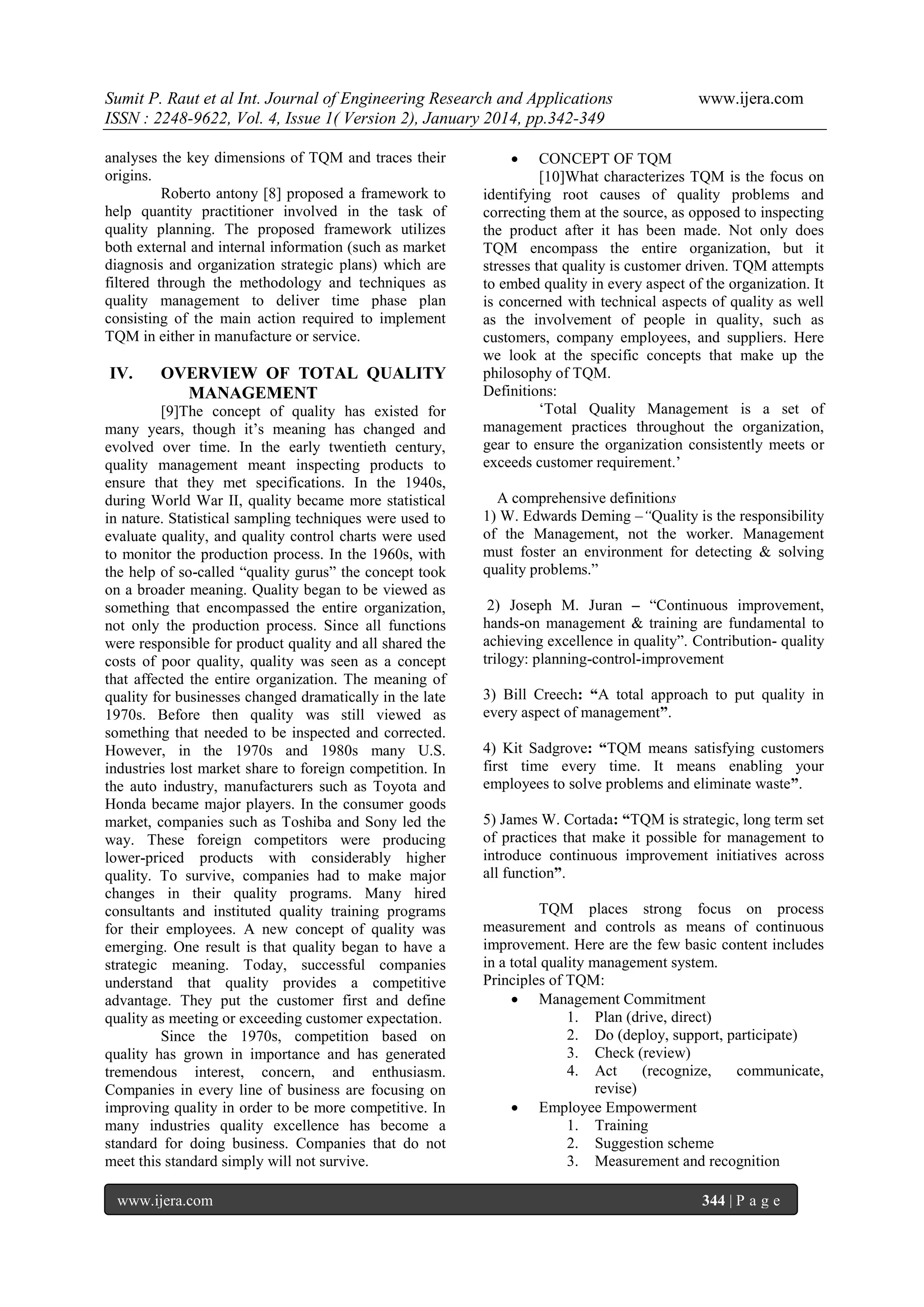 Implementing total quality management to improve facilities | PDF