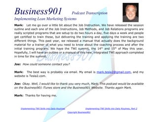 Implementing TWI into Daily Work | PPT