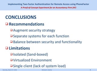 Implementing two factor authentication for remote access using phone factor | PPT