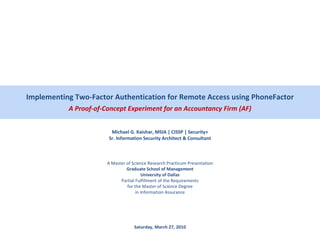 Implementing Two Factor Authentication For Remote Access Using Phone ...