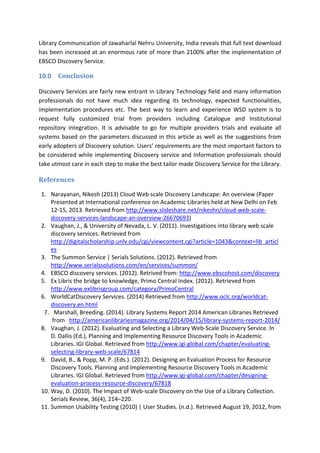 Implementing web scale discovery services: special reference to Indian Libraries’ context | PDF