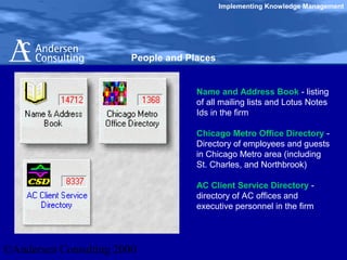 Implement Knowledge Management andersens consulting 2000 | PPT