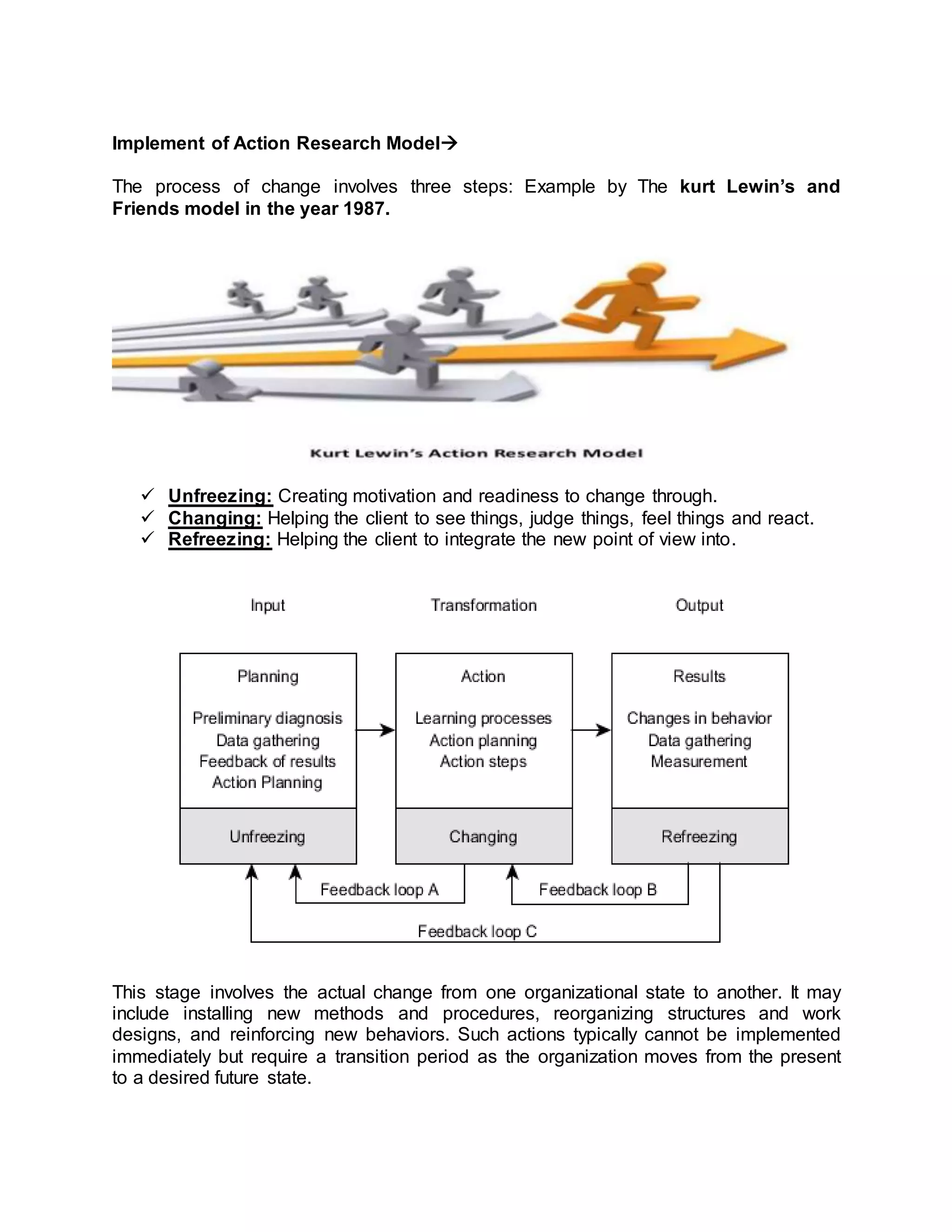 Implement of action research model of company. ms word | DOCX