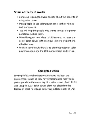 Implement of solar power panel at LPU | PDF