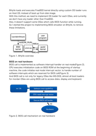 Implements BIOS emulation support for BHyVe: A BSD Hypervisor | PDF
