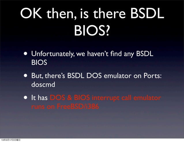 Implements BIOS emulation support for BHyVe | PPT