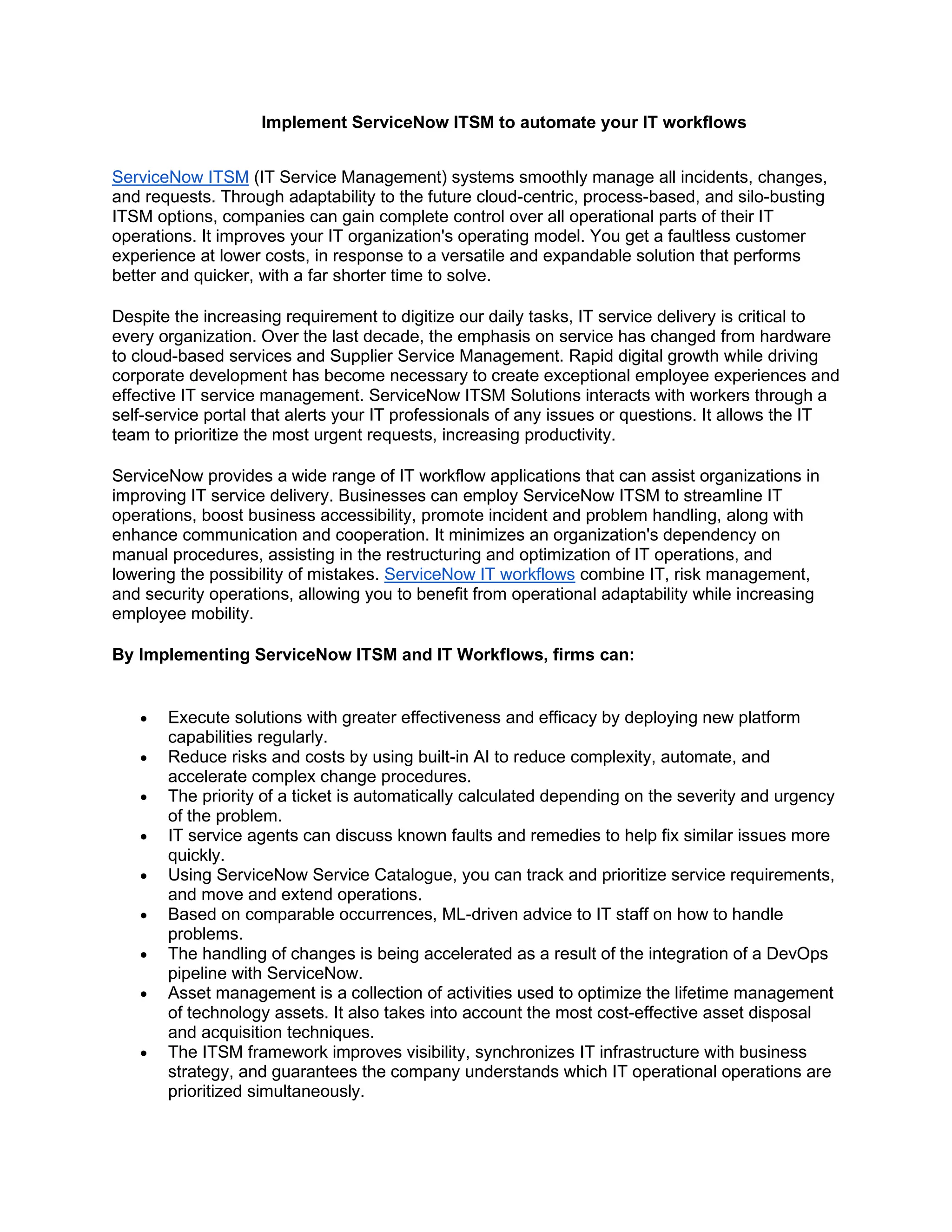 Implement ServiceNow ITSM to automate your IT workflows.pdf